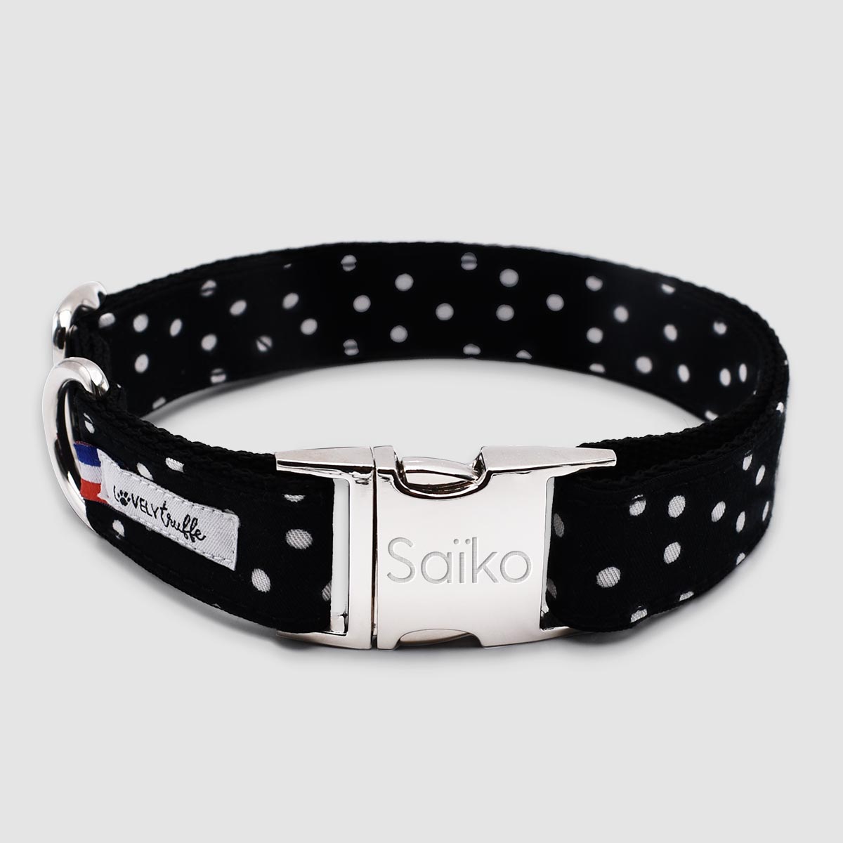 Collier chien personnalisé réglable tissu L | LovelyTruffe